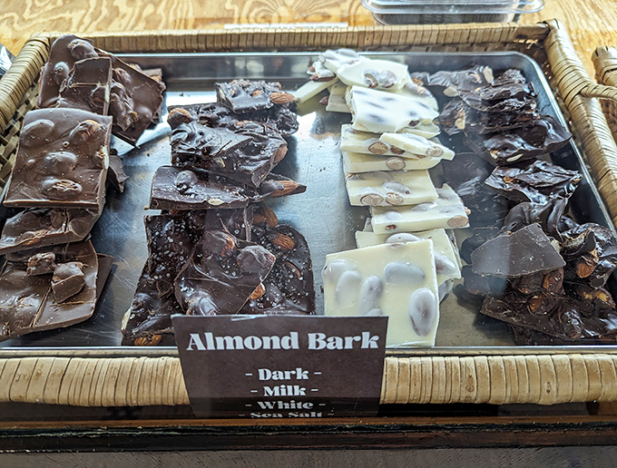 This isn't your average chocolate bark&mdash;it's a textural symphony where perfectly toasted almonds meet chocolate that's been tempered to snap just right.