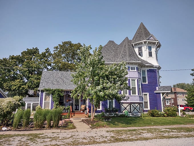 This purple Victorian house looks like it escaped from a fairy tale and decided Illinois was a pretty nice place to settle down.