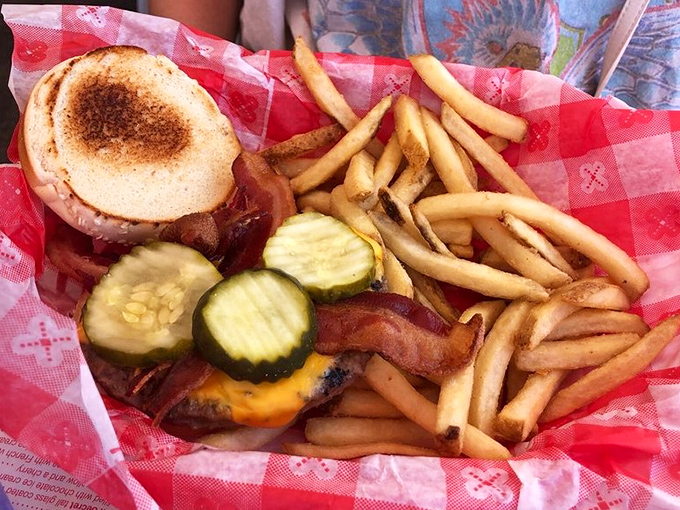This mouthwatering burger with crisp bacon and melted cheese demonstrates why Wilson's has burger lovers making pilgrimages from miles around.