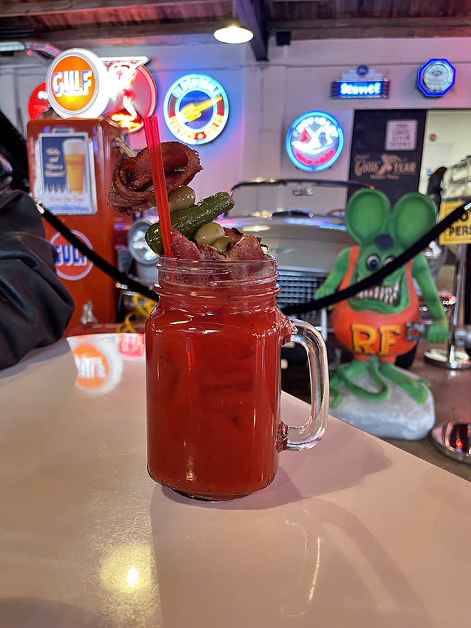This isn't just a Bloody Mary&mdash;it's practically a salad in a glass, garnished with enough toppings to count as an appetizer.