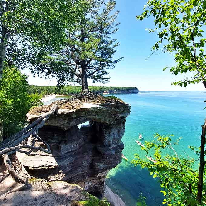 Chapel Rock defies both gravity and expectations with its determined pine tree &ndash; talk about putting down roots in challenging places!