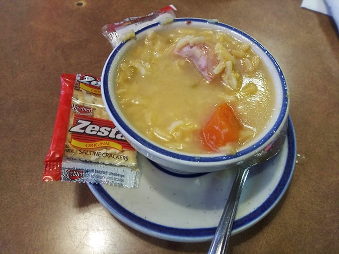 Homemade broth, tender chicken chunks, and noodles with integrity &ndash; proof that diners can nail comfort food beyond breakfast hours.