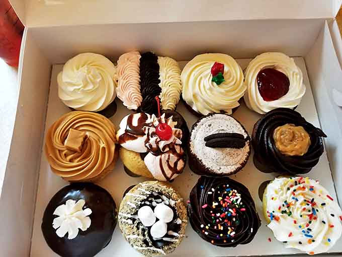 Cupcakes swirled with frosting so perfect they look computer-generated. Each one a tiny celebration waiting to happen &ndash; no birthday candle required.