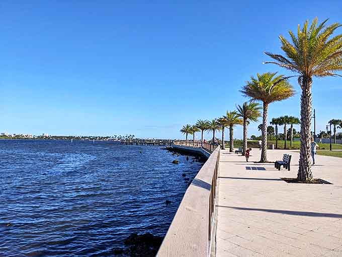 Palm-lined walkways along the Halifax River provide peaceful spots for morning strolls and spectacular sunset viewing.