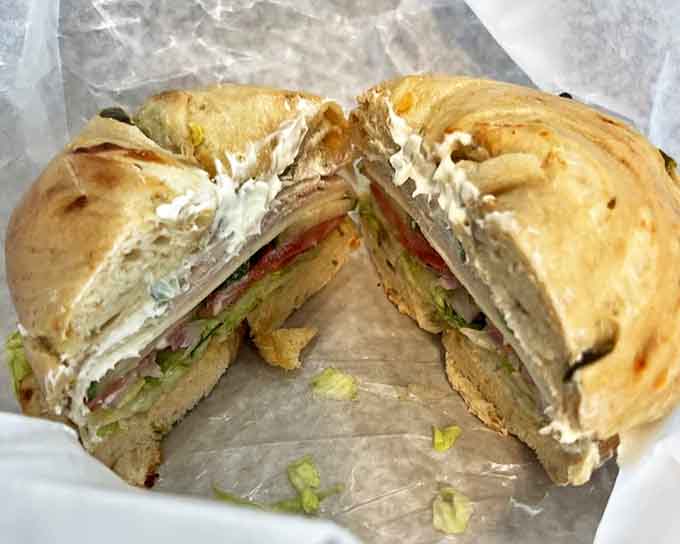 Proof that Doughnut Co. isn't just a one-trick pony &ndash; their bagel sandwiches stack fresh ingredients between chewy perfection.