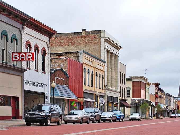 Downtown storefronts maintain their historic character while housing businesses that have adapted to changing times without losing their local charm.