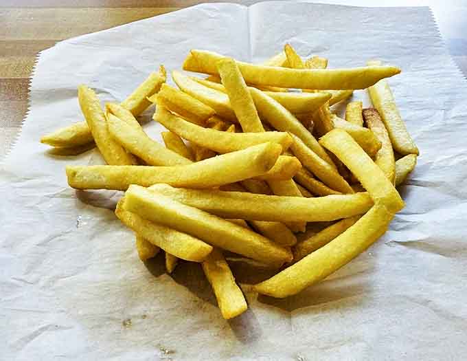 Golden, crisp, and cut from actual potatoes&mdash;these fries remind us what fast food was before freezers and preservatives entered the picture.