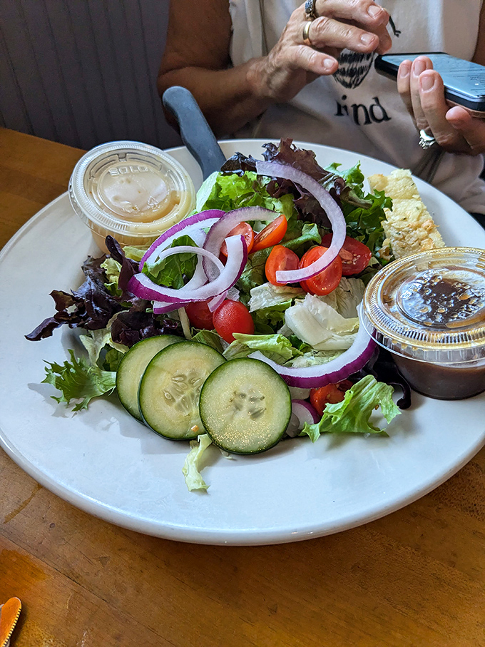 Even the salads at Gasoline Alley refuse to be boring &ndash; this fresh creation bursts with crisp vegetables, tangy dressing, and enough substance to satisfy without weighing you down.