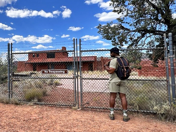 This historic structure stands as a testament to human history amid geological wonders, its weathered walls holding stories centuries old.
