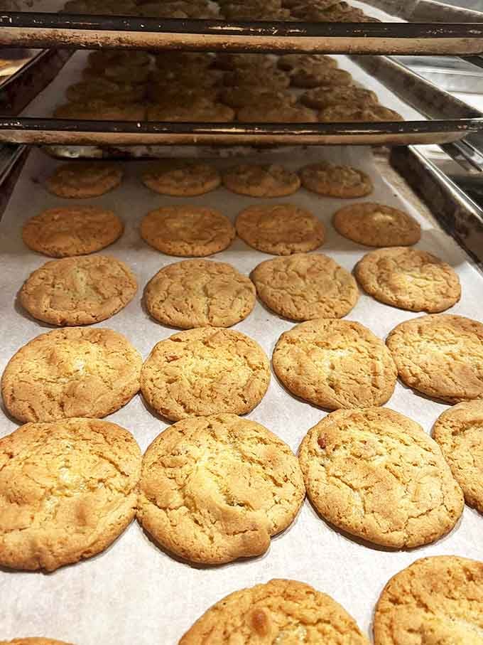 Fresh from the oven, these honey roasted peanut cookies showcase the bakery's commitment to simple ingredients transformed into extraordinary treats.