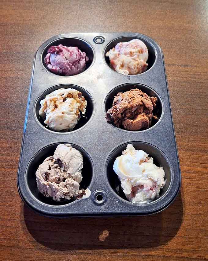 Why choose one flavor when you can have six? This ice cream flight turns indecision into a delicious adventure of creamy exploration.