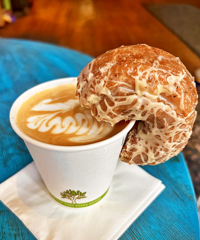A perfectly pulled latte meets its match in a glazed pastry &ndash; the ideal pairing for fueling nostalgic conversations or productive work sessions.
