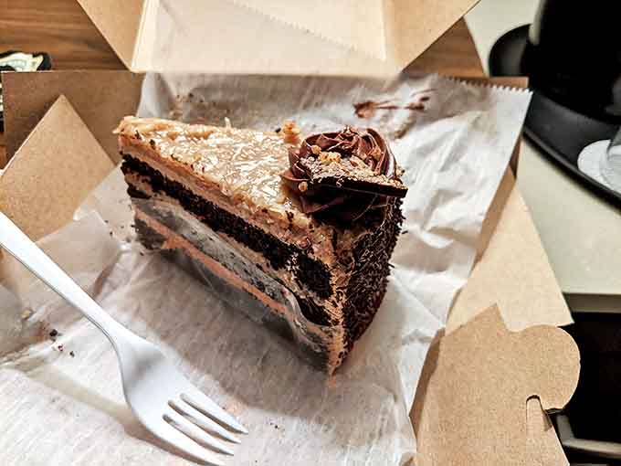 Chocolate and vanilla layers dance the tango in this slice, where each forkful delivers the perfect ratio of cake to cream to chocolate shavings.
