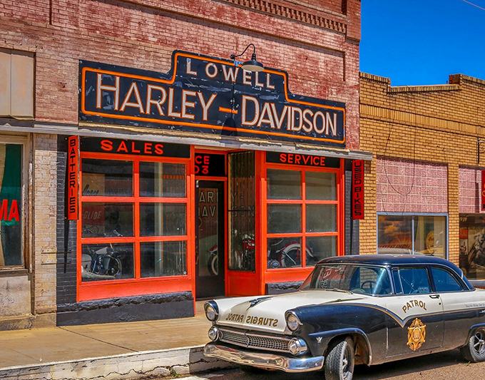 Lowell's Harley-Davidson dealership, with its bold signage and vintage bikes, speaks to America's enduring love affair with motorcycles.