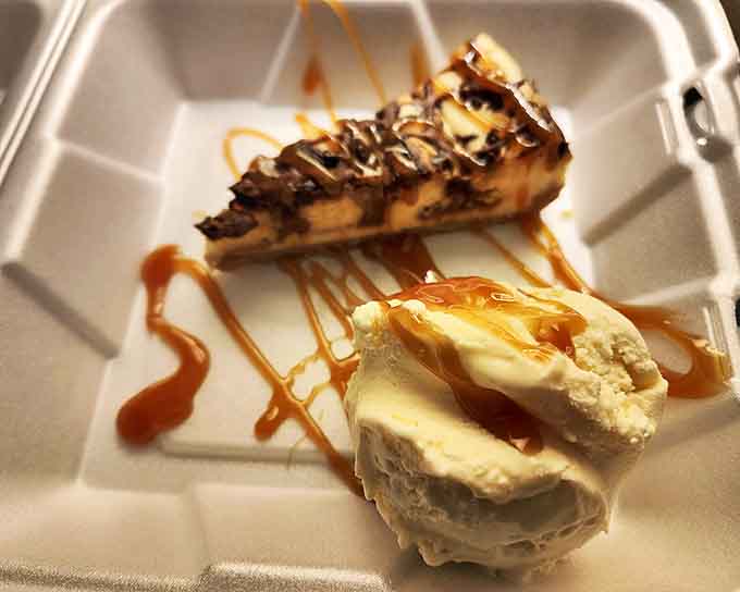 Velvety cheesecake meets caramel drizzle in a sweet finale that makes saying "I'm too full" completely impossible.