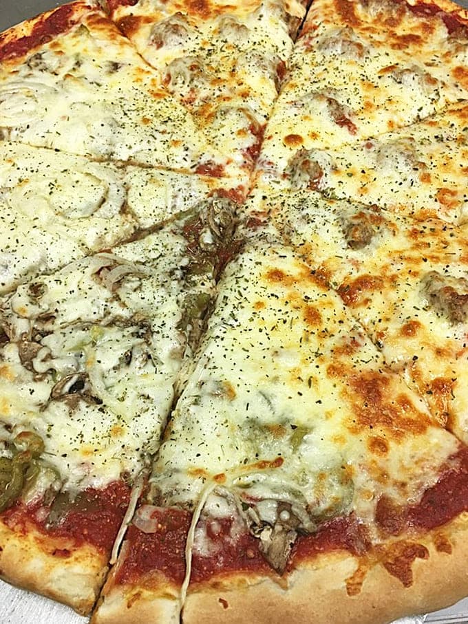 When you can't decide on toppings, this mixed masterpiece makes the decision for you, and brilliantly so.