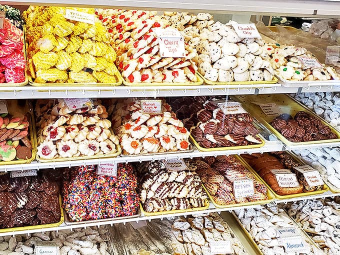 The cookie display offers a United Nations of sweetness &ndash; each tray a different country in the delicious continent of Treatlandia.