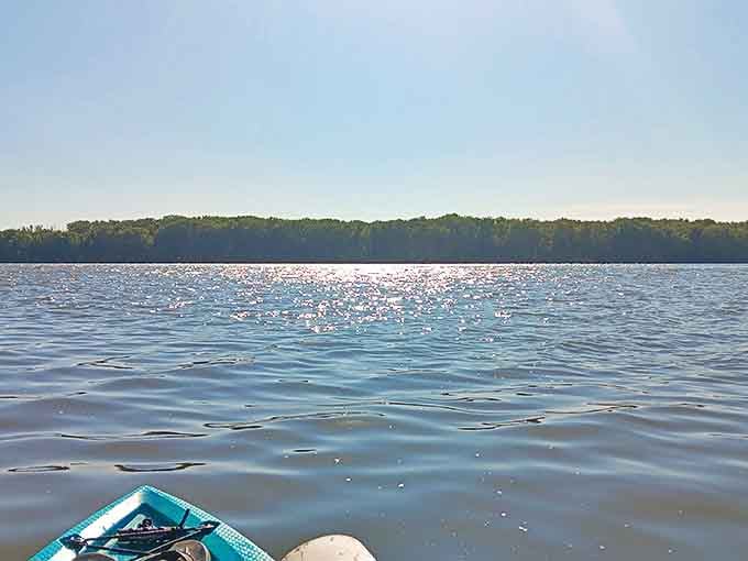 Serenity now! Gliding across glass-like waters, where the boundary between sky and river becomes deliciously blurred.