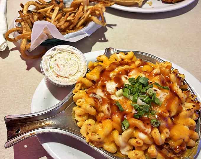 Bubbling hot mac and cheese served in its own skillet &ndash; comfort food that's been elevated without getting fancy about it.