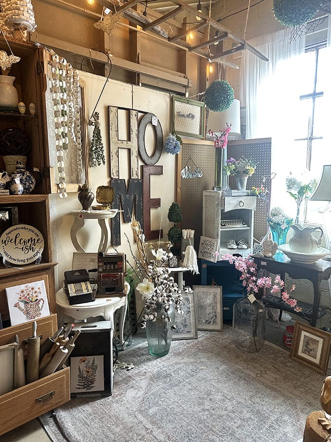 Curated vignettes help you visualize how these vintage pieces could transform your own space from bland to grand.