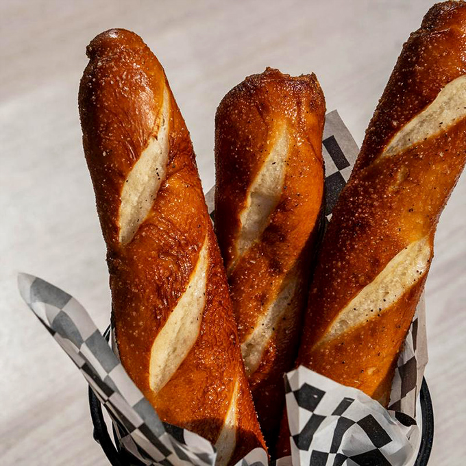 These pretzel sticks aren't just appetizers &ndash; they're warm, pillowy vessels for mustard delivery that somehow taste like childhood memories.
