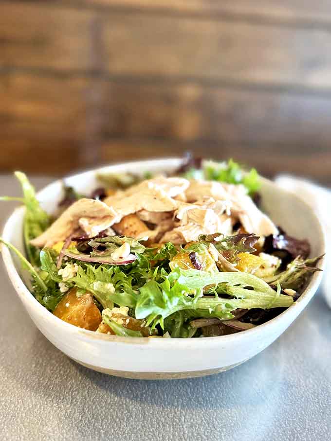 Fresh greens, real ingredients, actual flavor, finally a salad that doesn't make you feel like you're being punished for yesterday's choices.