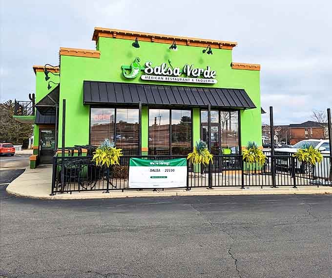 Salsa Verde's vibrant exterior is basically a visual mariachi band announcing the flavor fiesta waiting inside. Those colors aren't just decorative &ndash; they're a promise.