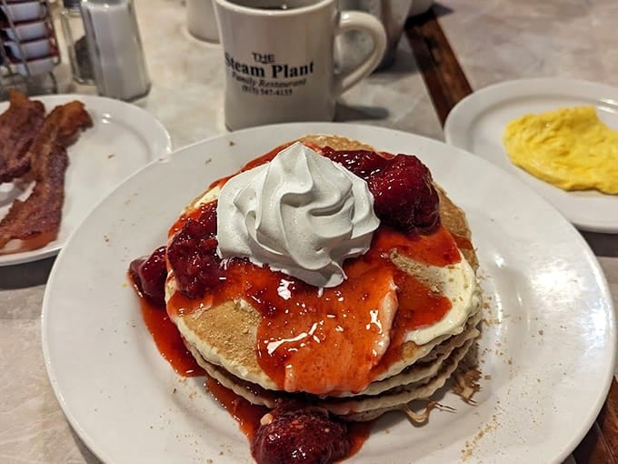 Swedish Pancakes drizzled with berry compote and crowned with whipped cream, making a strong argument for why breakfast should always include something this photogenic and delicious.