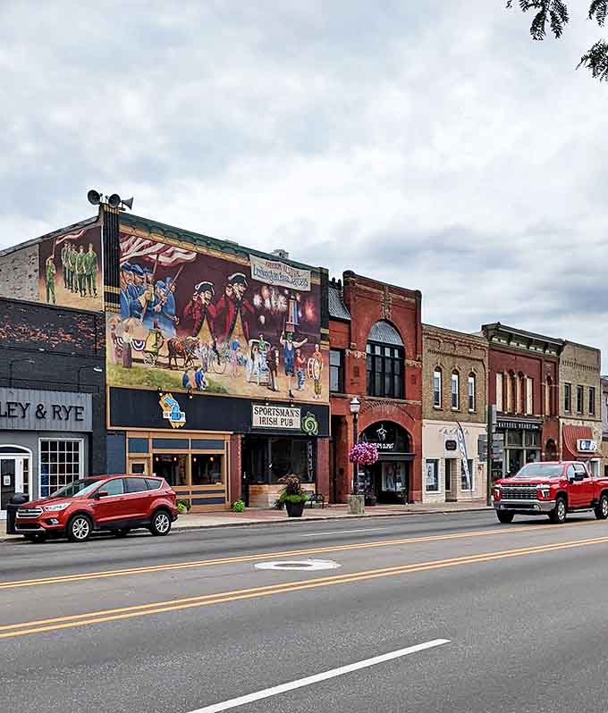 History and hospitality share the menu at downtown establishments, where murals tell stories of the town's colorful past.