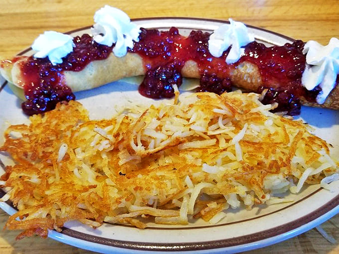 A classic Swedish pancake dusted with cinnamon and crowned with plump blueberries makes for a simple yet sophisticated morning treat.