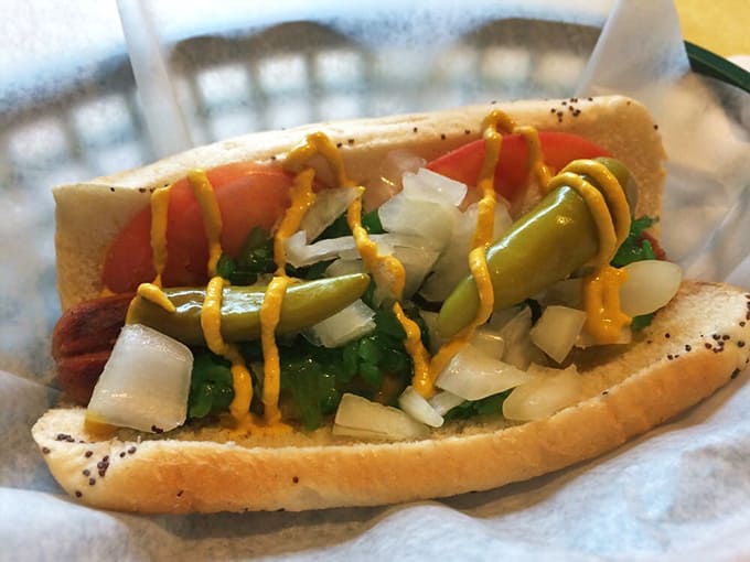 A Windy City classic done right &ndash; this loaded dog with its garden of toppings proves ketchup would just be an unwelcome intruder.