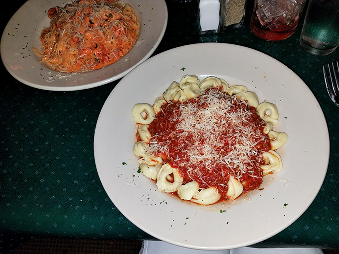 Tortellini Pasta: Little rings of pasta joy bathed in rich tomato sauce and showered with parmesan &ndash; the kind of dish that makes conversation stop mid-sentence.