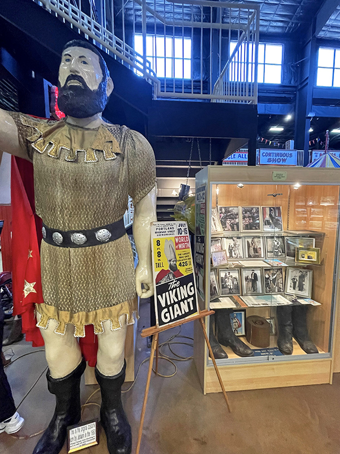 The Viking Giant stands guard over carnival history, a towering reminder of when "larger than life" wasn't just a saying but an actual attraction.