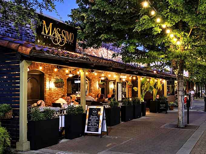 At Massimo, the patio dining isn't just about the food – it's dinner and a show, with the streetscape serving as your entertainment.