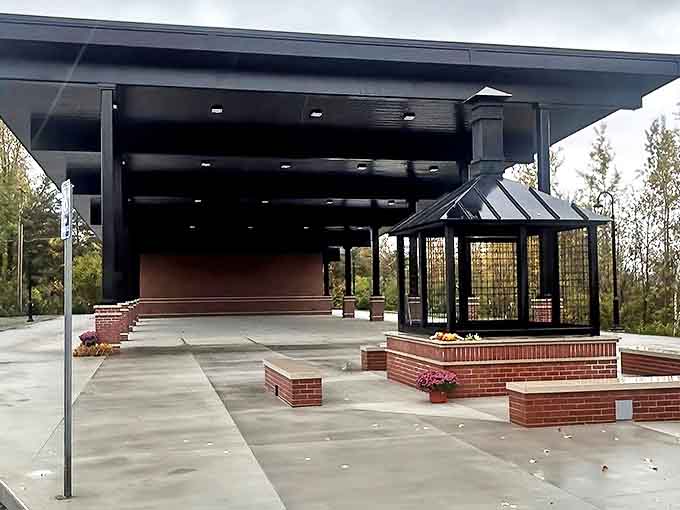 This outdoor gathering space hosts everything from summer concerts to community celebrations, brick pathways connecting neighbors year-round.