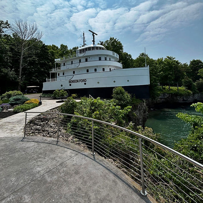 The Benson Ford ship-house perches dramatically on limestone cliffs &ndash; proof that retirement dreams come in unusual packages.