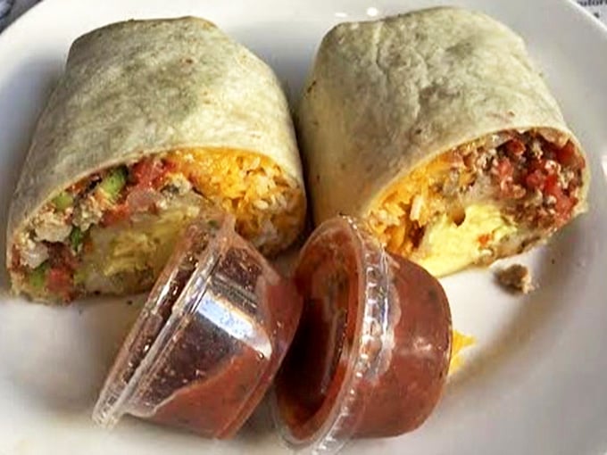 Breakfast burritos that could double as barbells &ndash; stuffed with eggs, meat, and cheese, with salsa on the side for that perfect kick.