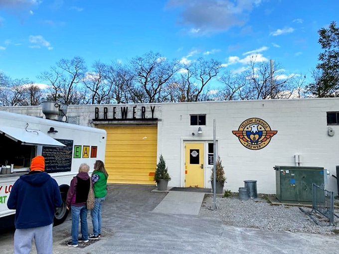 Yellow Springs Brewery welcomes thirsty travelers with its sunny yellow door, promising craft beers that taste like Ohio sunshine in a glass.