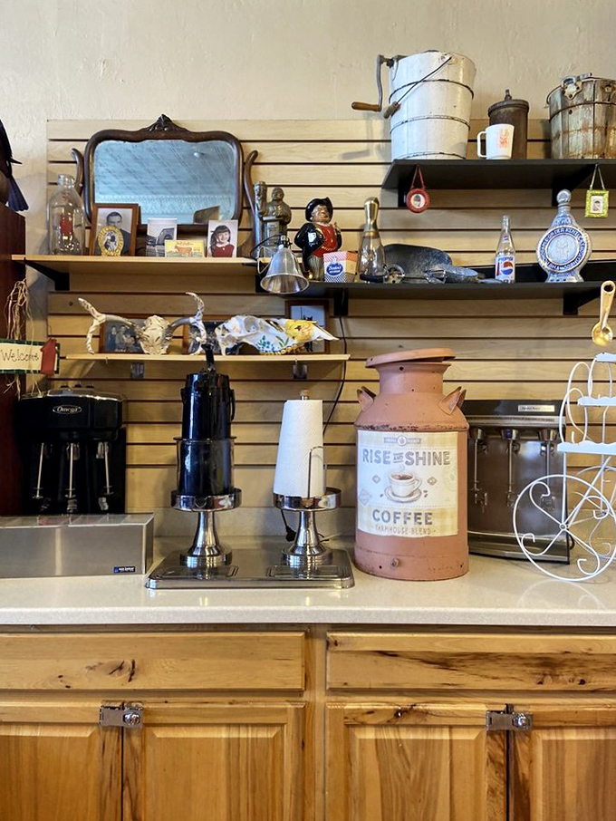The coffee station offers vintage charm and the perfect bitter companion to balance all that sweetness &ndash; caffeine and sugar, nature's perfect partnership.