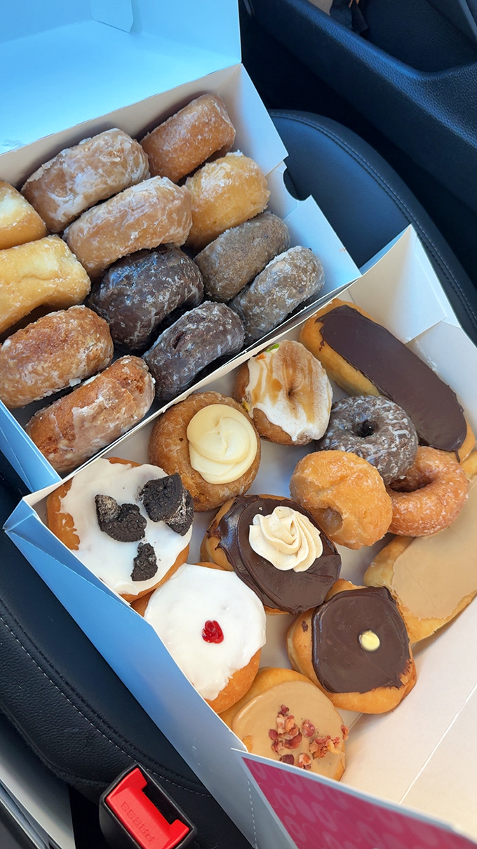 These aren't just donuts &ndash; they're personal achievements in pastry form. The glazed long john practically glistens with a silent promise: "Worth every calorie."