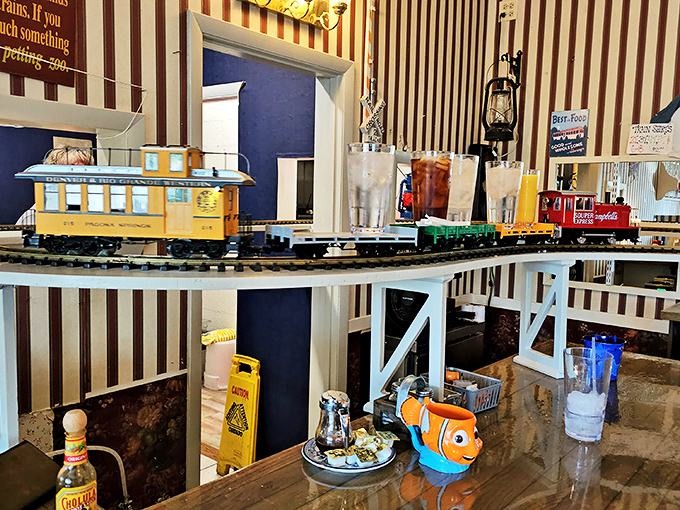 The "Souper Express" doesn't just deliver solid food &ndash; these colorful drinks chug along the tracks, bringing refreshment with a side of whimsy.