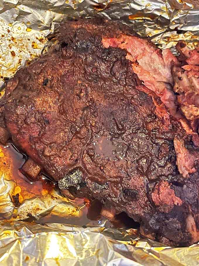 A full rack of ribs glistening with a perfect bark &ndash; meat candy that's been kissed by smoke for hours until it reaches nirvana.