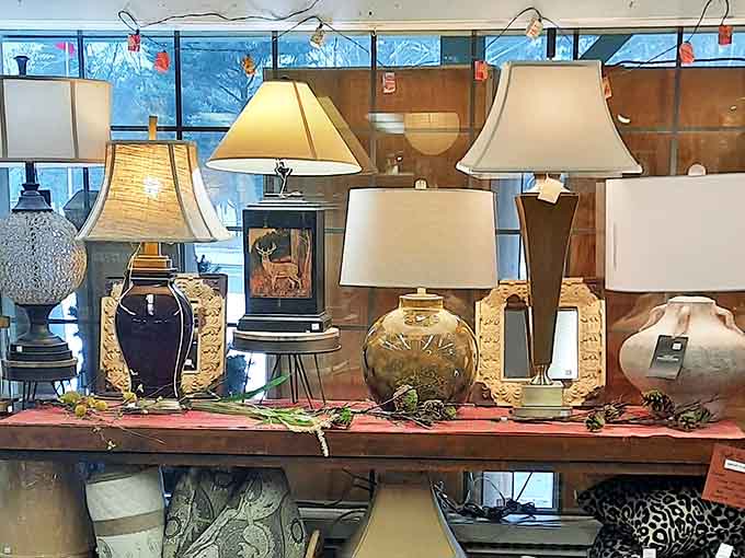 The lamp section glows with potential &ndash; each unique piece ready to illuminate a corner of your home with character and warmth.