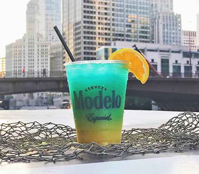 This isn't just any margarita &ndash; it's a sunset-in-a-glass that perfectly complements Chicago's architectural backdrop.