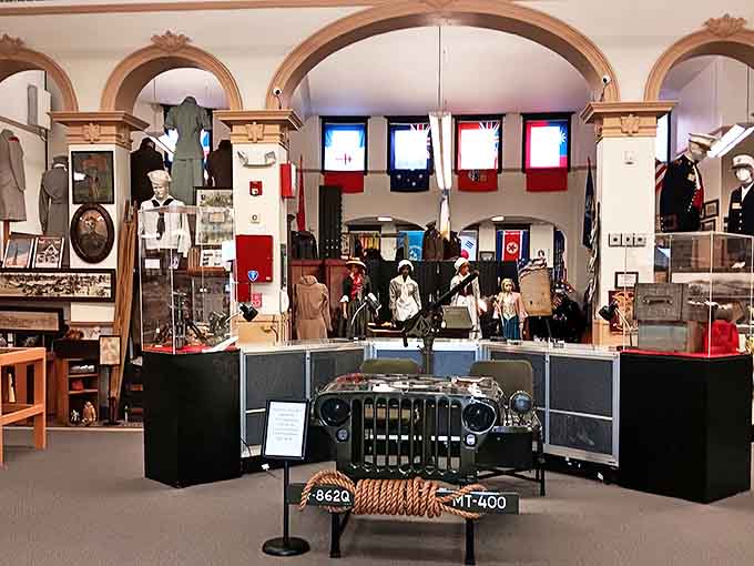 This spacious hall showcases the museum's impressive breadth, with exhibits spanning centuries of American military history under one beautiful roof.