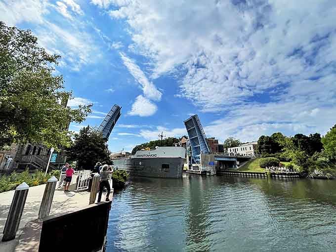 When Manistee's drawbridge opens, even the most schedule-obsessed visitors find themselves happily surrendering to "bridge time."