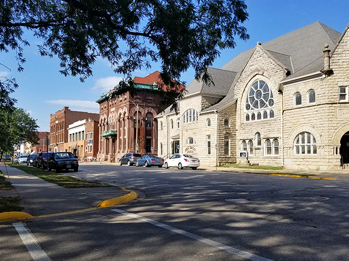 Historic storefronts line the streets of Galesburg, their preserved facades creating an authentic small-town atmosphere that chain stores simply can't replicate.