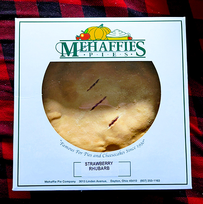 Strawberry rhubarb in its natural habitat &ndash; a perfectly crimped crust containing that magical sweet-tart balance that makes taste buds do the happy dance.