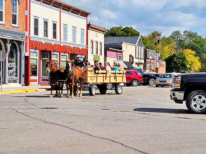Horse-drawn wagon rides through town? Now that's what you call embracing the charm of yesteryear while giving your Fitbit the day off.