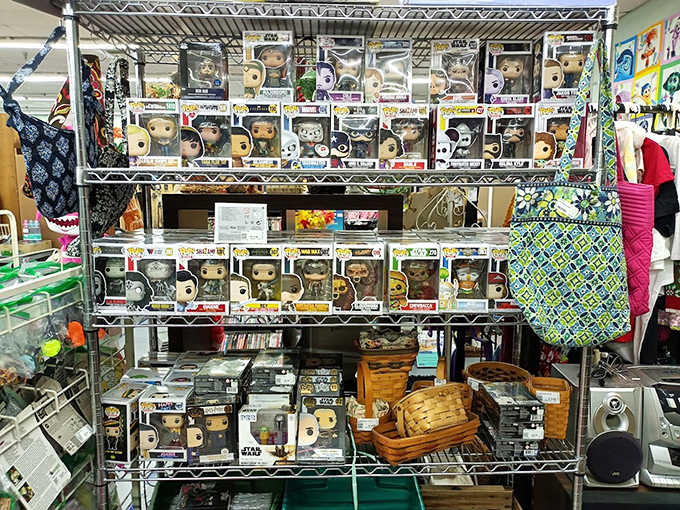 Collectible toys and pop culture merchandise line up like a nostalgia convention, where Funko Pops and Hot Wheels create a paradise for fans and collectors alike.